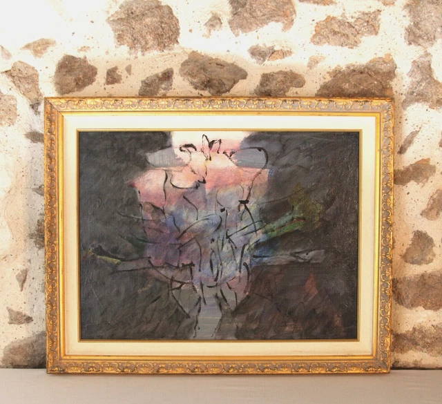 MILIEU XXE NATURE Morte Abstrait Wesley JOHNSON Huile sur Toile Art ...