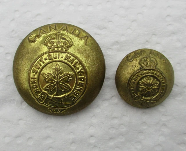 2X CANADIAN ARMY:&GENERAL SERVICE BRASS BUTTONS" (25mm-16mm, WW1-WW2 ...