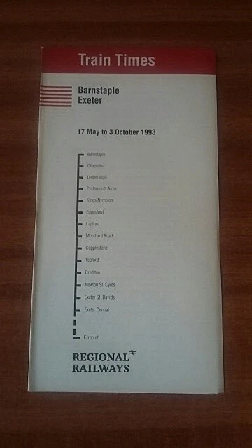 BRITISH RAIL REGIONAL railways summer 1993 Barnstaple-Exeter train ...