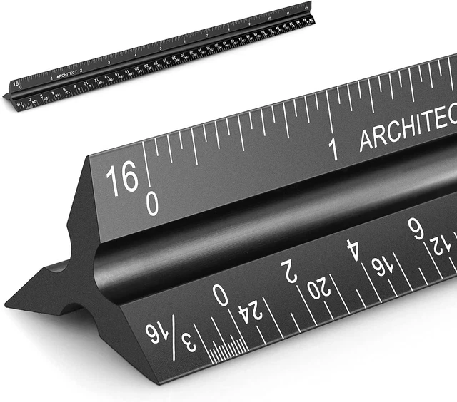 12& ARCHITECTURAL SCALE Ruler Aluminum Architect Scale Triangular Scale ...