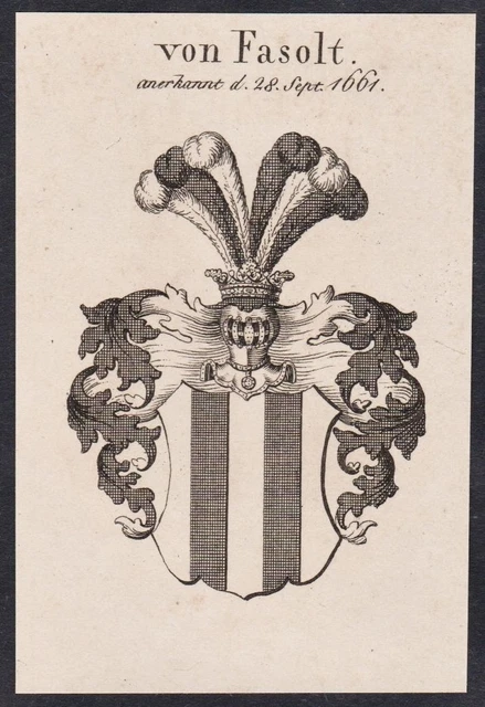 FASOLT BLASON ARMOIRIES Héraldiques Généalogie Gravure 1820 314190 EUR ...