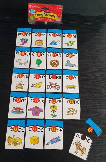 LONG VOWEL PUZZLE Cards 20 Self Checking Phonics Learning Resources ...