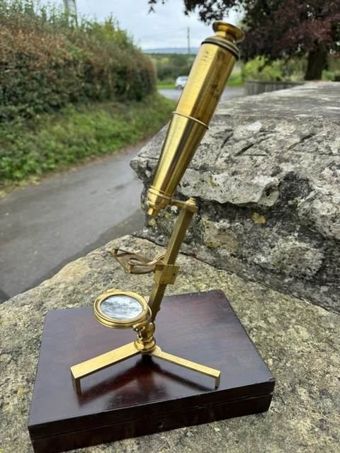 ANTIQUE CASED BRASS Folding Microscope by King And Son Bristol ...