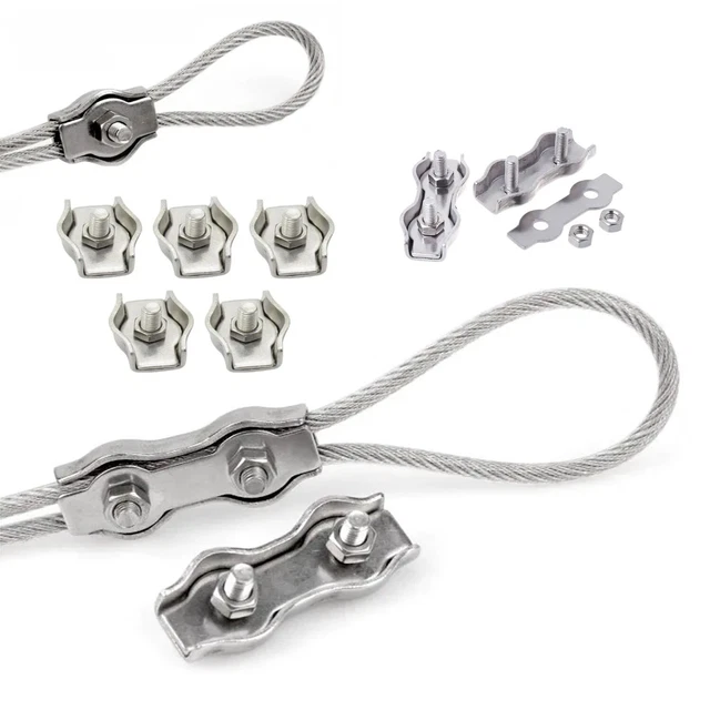 STAINLESS STEEL SINGLE Duplex 2-Post Wire Rope Clip Cable Clamp M2~M5 ...