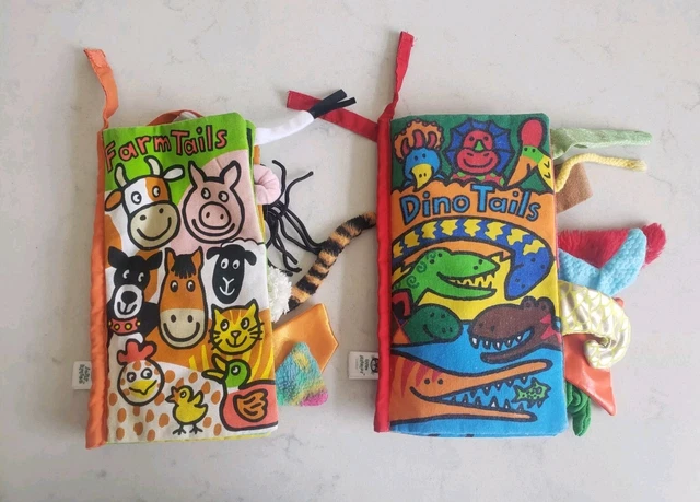 JELLYCAT SOFT TOUCH feel books set of two - Farm Tails Dinosaur Tails £ ...