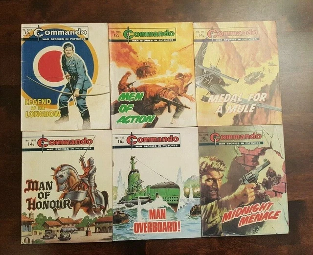 1970/80'S VINTAGE COMMANDO Comics x 6 - See Photo below for No.s EUR 11 ...