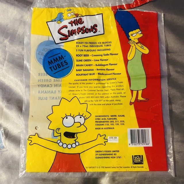 THE SIMPSONS ICY Pole Super Dooper Packet & Wrappers Opened Vintage ...