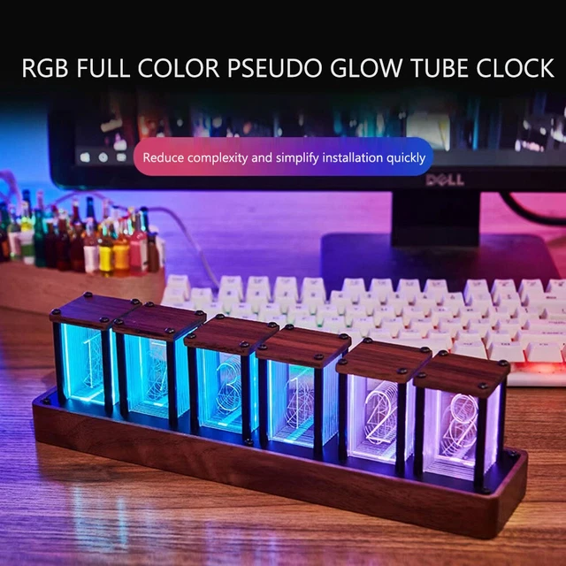 RGB DIY WOOD Table Clock WiFi Timing Colorful LED Tube Full Color (F) £ ...