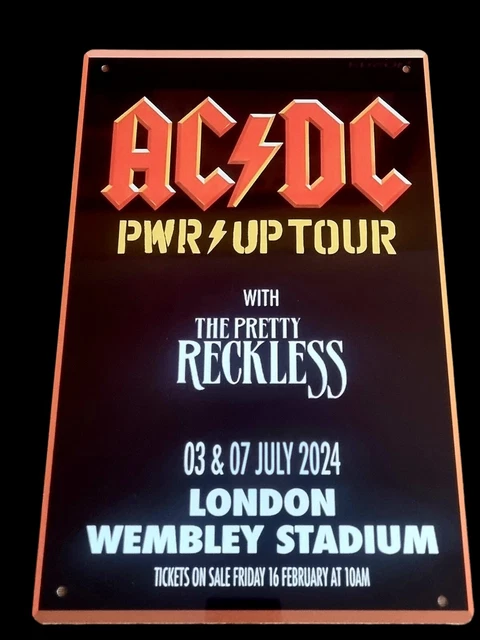 AC/DC PWR-UP TOUR 2024 London Wembley Stadium 12X8 Metal Sign £10.99 ...