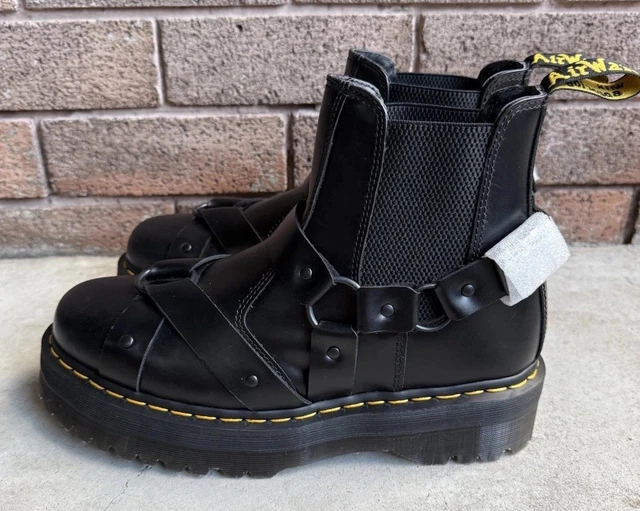 DR MARTENS 2976 Quad Harness Black Leather Platform Boots Mens US 12 EU ...