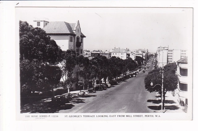 PERTH ST GEORGES Terrace Looking east from Mill Street RPPC $12.00 ...