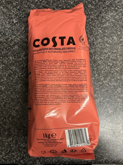 COSTA EXPRESS HOT Chocolate Powder 1kg £16.15 - PicClick UK