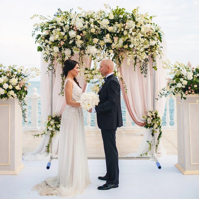 WEDDING ARCH BACKDROP Stand,7x6 FT Metal Arch Backdrop Stand for ...