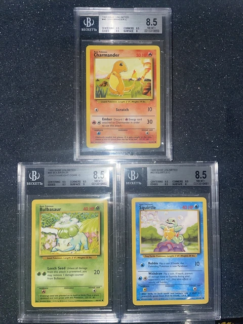1999 POKEMON BASE Set Charmander/ Squirtle / Bulbasaur PSA/ BGS 8.5 ...