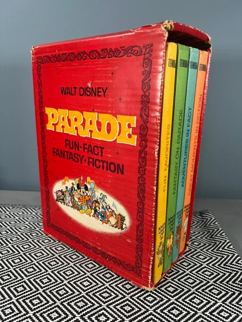 WALT DISNEY PARADE Fun Fact Fantasy Fiction 4 Books Box Set Vintage ...