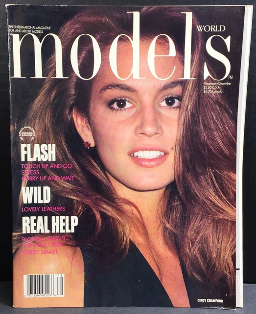 1988 MODELS WORLD Magazine CINDY CRAWFORD 1980's vintage fashion Nov ...