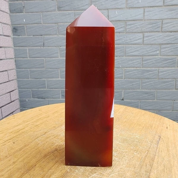 505G NATURAL RARE Red stripe Agate Crystal Obelisk Quartz Tower Point ...