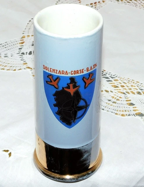 ANCIEN VASE MILITAIRE BADGE INSIGNE BASE CORSE SOLENZARA 126 GRES signé ...