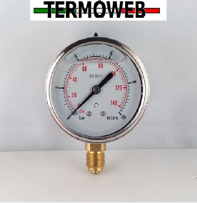 MANOMETRO PER AUTOCLAVE Bagno Glicerina 0-10 Bar D 63 Attacco Radiale EUR 12,70 - PicClick IT