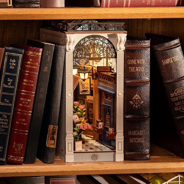 ROLIFE DIY BOOK Nook Doll House Miniature Wooden Bookshelf Miniatures ...