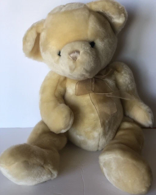 PLUSH STUFFED TEDDY Bear Soft Cuddly Posable 18x16x7 Best Made Golden ...