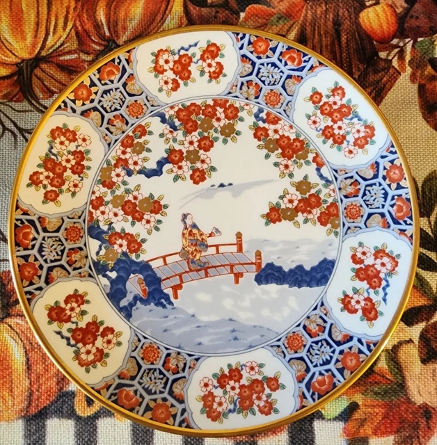 ORIGINAL VINTAGE IMARI Quality Signed Japanese Geisha Girl Plate Hand ...