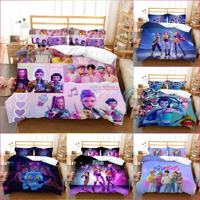 2026 K-POP: DEMON Hunter Girls' Bedding Set Duvet Cover Pillowcase ...