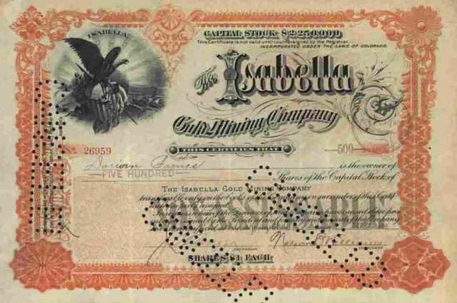 ISABELLA GOLD MINING Co. sept. 1900 James Hagerman Cripple Creek ...