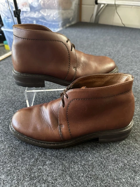 VINTAGE EDDIE BAUER Brown Pebbled Leather Apron Toe Ankle Boots Mens Sz ...