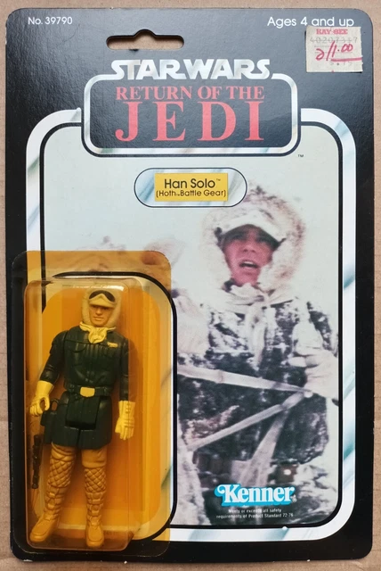STAR WARS VINTAGE Han Solo Hoth Figura MOC Kenner 77 Posteriore Carta ...