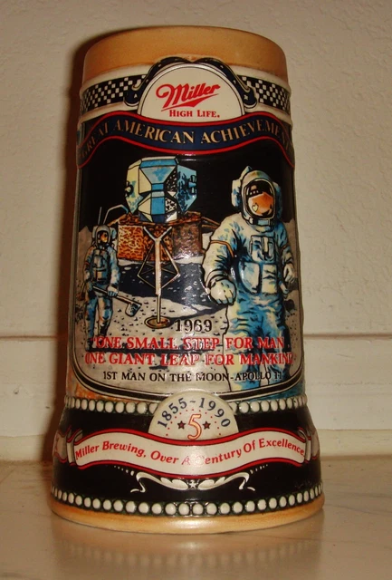VINTAGE MILLER HIGH Life Beer NASA Moon Landing APOLLO 11 Ceramic Stein ...
