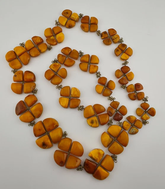 VERY RARE AMBER necklace Kaliningrad Egg Yolk Butterscotch 107gr. £ ...