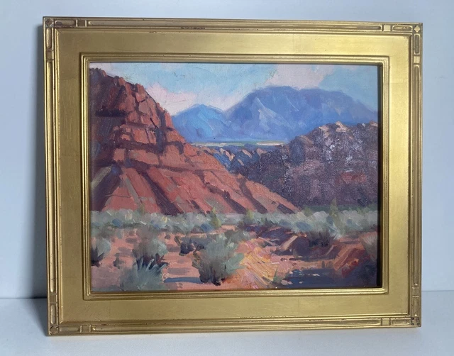 VINTAGE ORIGINAL OIL Painting Southwest Desert Canyon Landscape Listed ...