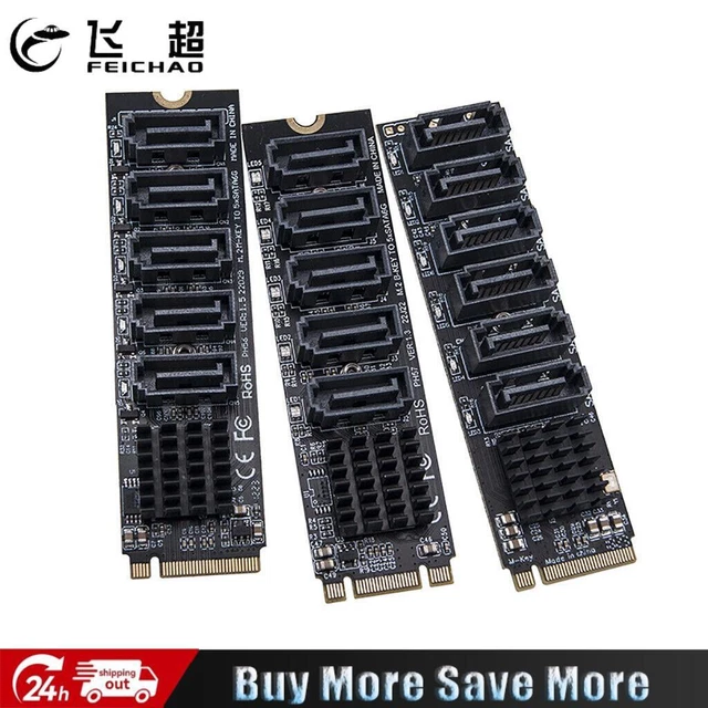 M.2 TO SATA 3.0 Riser Card M2 M-KEY PCI-E Expansion Card SATA3.0 6Gbps ...