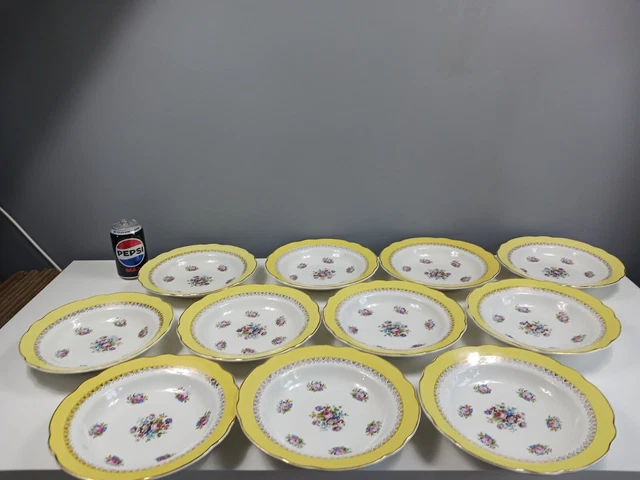 11 X DIGOIN Sarreguemines GRAZIELLA Pattern Soup Bowls - France - 24 cm ...