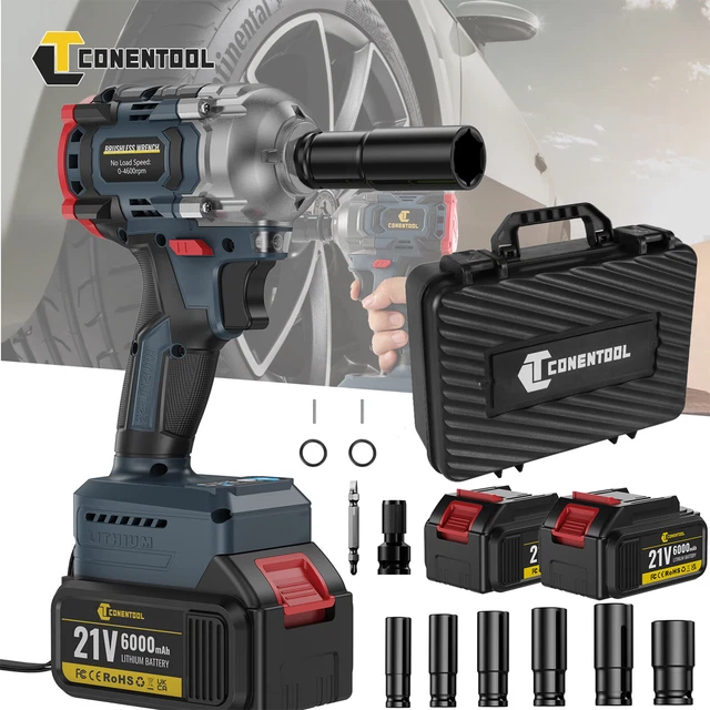 21V CORDLESS IMPACT Wrench Brushless Driver Ratchet Gun Set With 2 ...