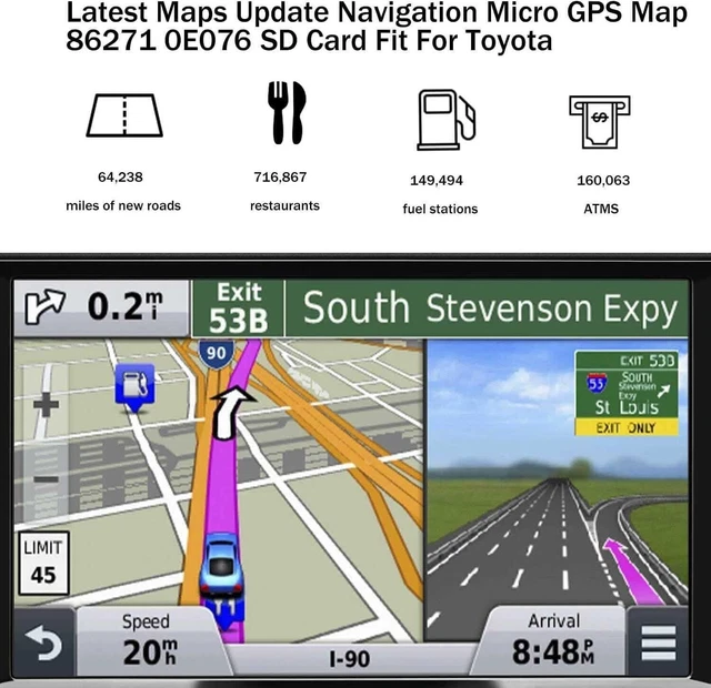 LATEST 2024 MAPS Updated 86271 0E076 Navigation GPS SD Card for Toyota ...