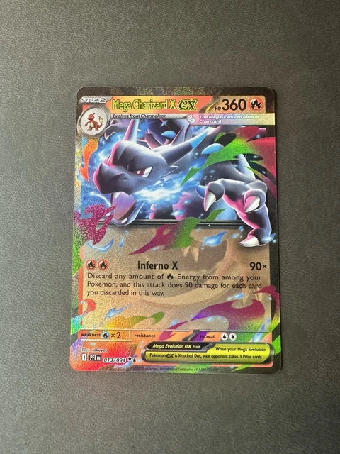 MEGA CHARIZARD X ex 013/094 Me02: Phantasmal Flames Holo Pokemon Card £ ...