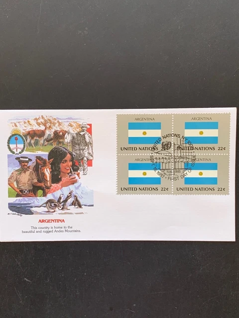 STAMPS: UNITED NATIONS First Day Cover 51 Scott 509, Argentina, Flag ...