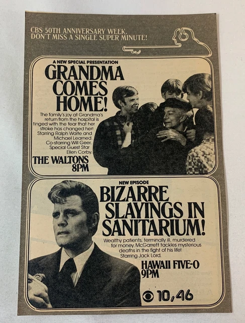 1978 CBS TV Ad ~ The Waltons Grandma Livré Domestique, Hawaii Five-O ...