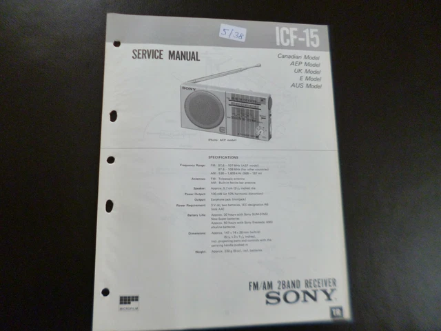 ORIGINAL SERVICE MANUAL Schaltplan Sony ICF-A6500/A6500L EUR 12,50 - PicClick DE