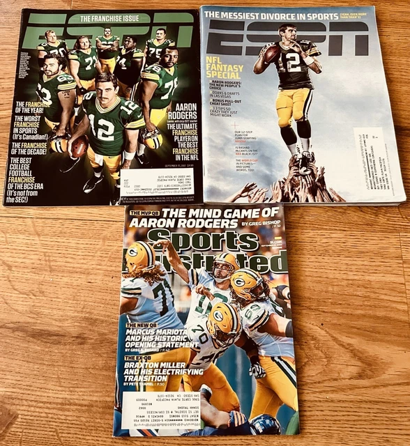 LOT 3 MAGAZINES Aaron Rodgers Packers 2010 2012 ESPN ET 2015 Sports ...