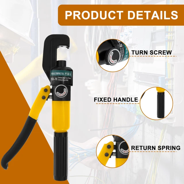 HYDRAULIC CRIMPING TOOL Hand Operated Hydraulic Crimper with Return ...