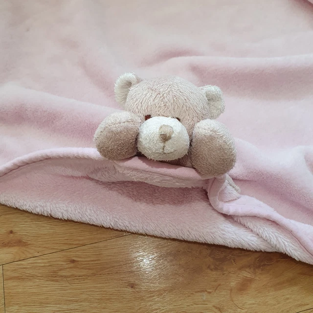 JUSTINA CLAIRE TEDDY Bear Baby Blanket Pram Pink Soft Blankie Soother ...