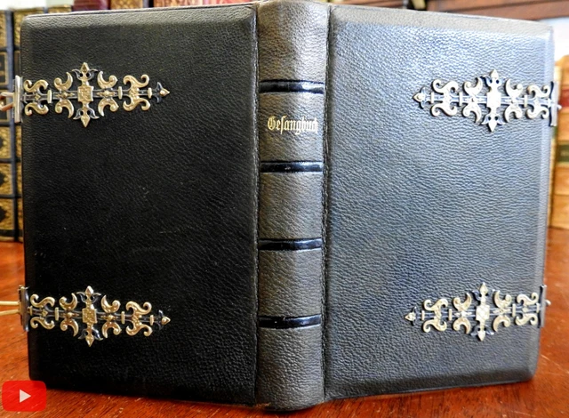 SWISS-GERMAN GESANGBUCH 1892 Calvinism Religious song book metal clasps ...