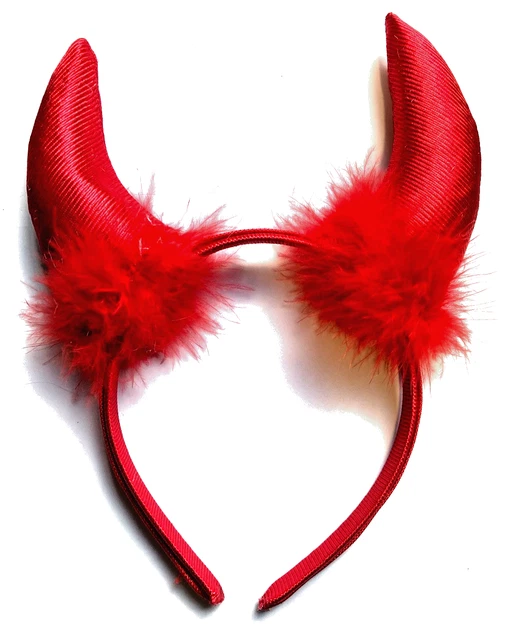 RED DEVIL HORNS Headband Ladies Fancy Dress Accessory Satan Halloween £ ...