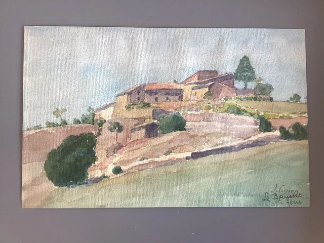 ANCIENNE AQUARELLE PAPIER Signée Vaucluse Le Beaucet Saint Gens Provence Alpes EUR 9,90 ...