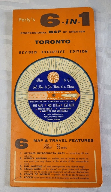 PERLY'S 6 IN 1 Professional Map Of Toronto Ontario Canada Vintage Retro ...
