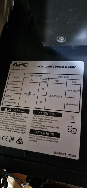 SRT5KRMXLI APC SMART-UPS RT 5000VA RM 230V £132.00 - PicClick UK