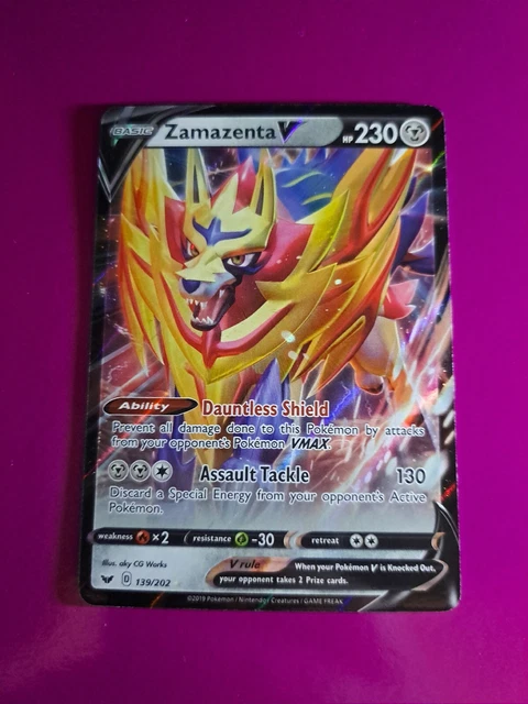POKÉMON TCG ZAMAZENTA V Sword & Shield Base Set 139/202 Holo Ultra Rare ...